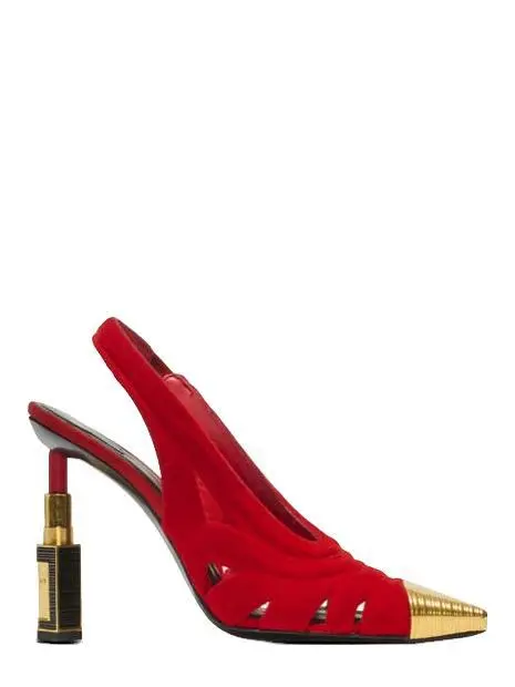 Balmain Lipstick Suede Pumps - Red