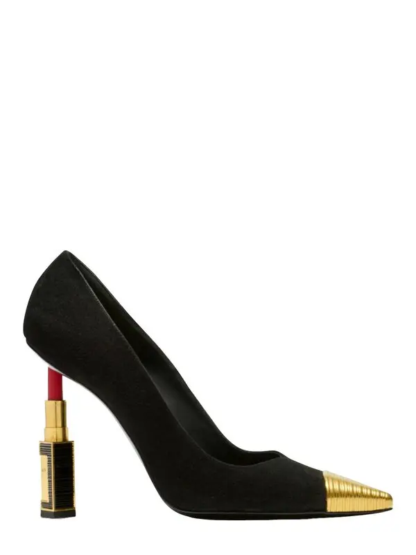 Balmain Lipstick Suede Pumps - Black