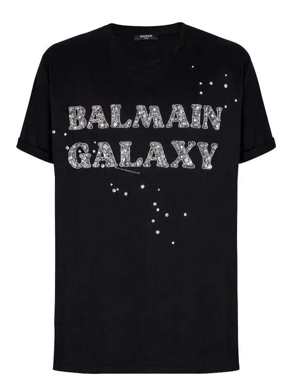 Balmain Embroidered Galaxy T-shirt - Silver