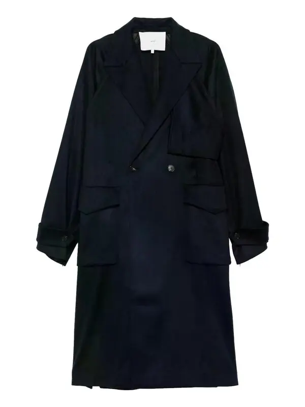 SETCHU Internal-belt Double-breasted Coat - Blue