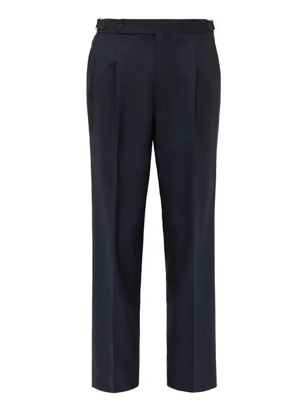 STOFFA Straight-leg Pleated Wool Suit Trousers - Blue