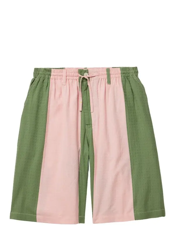 KARDO Milo Straight-leg Striped Cotton-jacquard Shorts - Pink