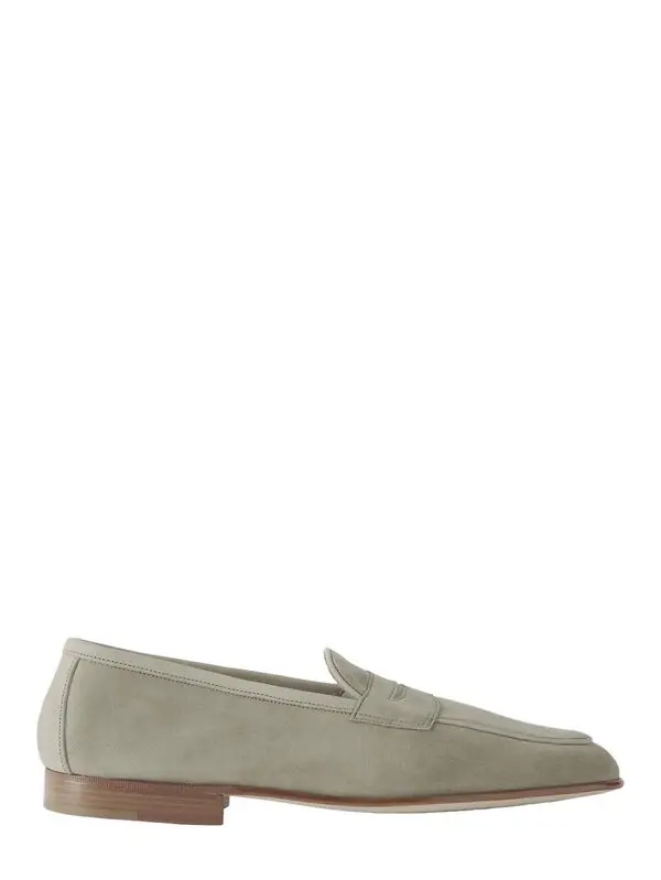 EDWARD GREEN Polperro Suede Penny Loafers - Green