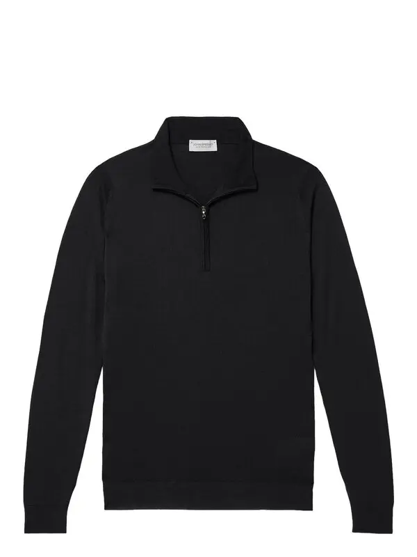 John Smedley Slim-fit Merino Wool Half-zip Sweater - Black