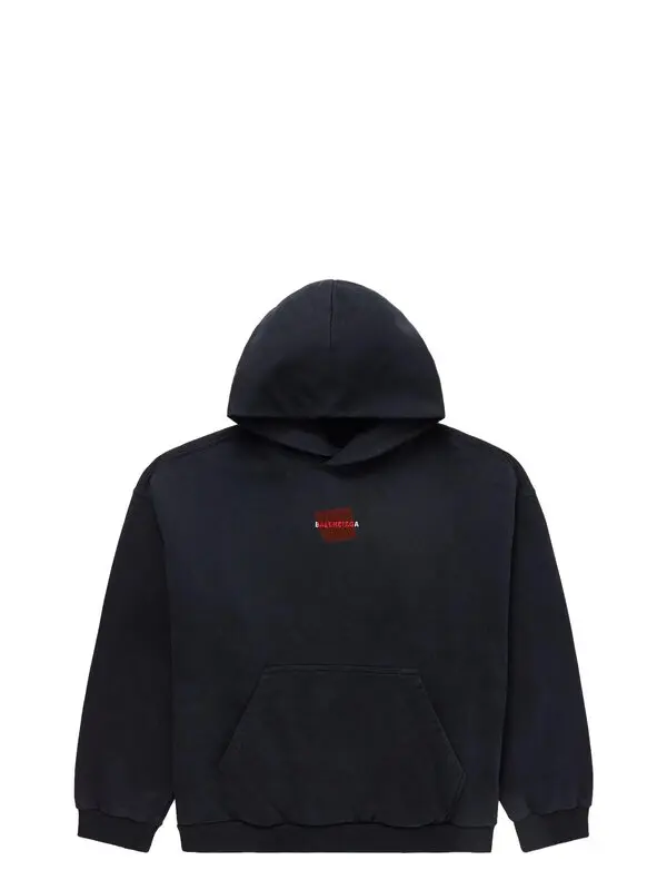 Balenciaga Logo-embroidered Cotton-jersey Hoodie - Black