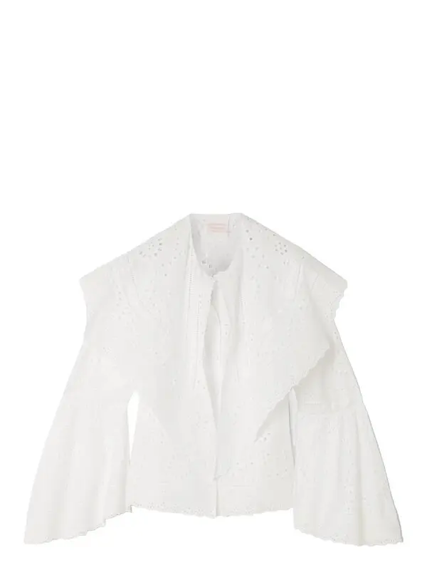 Loretta Caponi Azzurra Broderie Anglaise Cotton-poplin Blouse - White