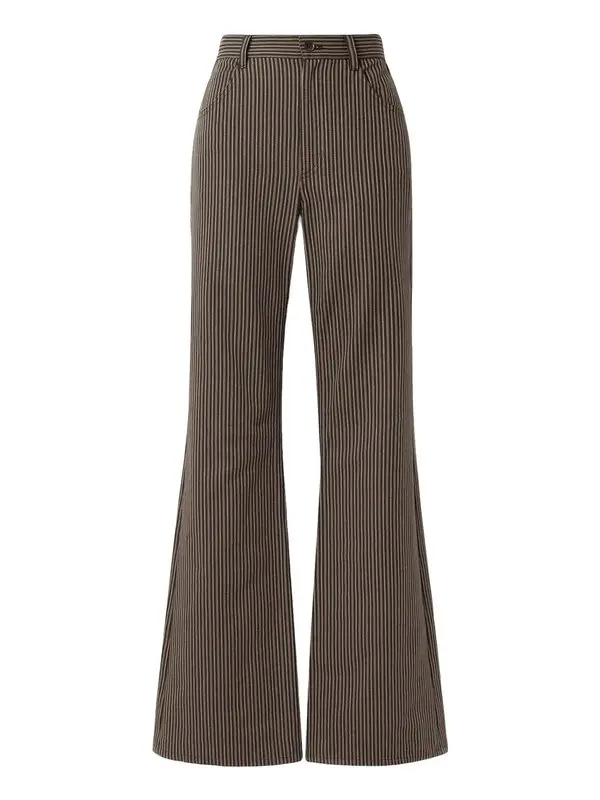 NILI LOTAN Roe Striped Flared Pants - Brown