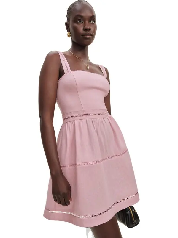 REFORMATION Everett Mini Linen Dress - Pink