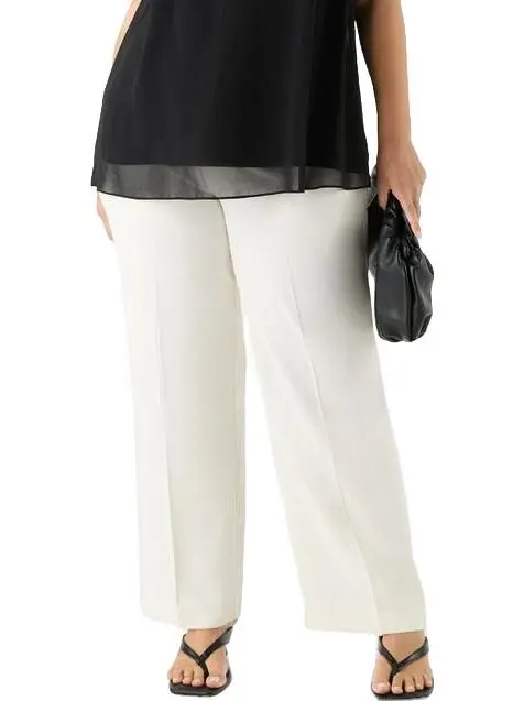 LIVE UNLIMITED Straight Crepe Trousers - Ivory