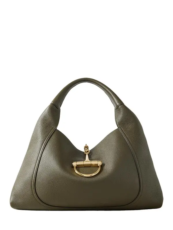 Gucci Textured-leather Tote With Horsebit Detail - Green