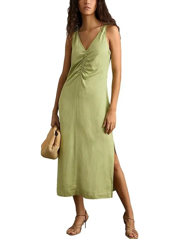 REISS Ruched Dress - Green