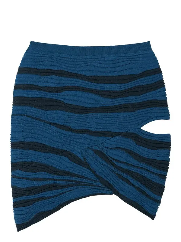 DONDE ESTEBAN Magdalena Cutout Ribbed Cotton Mini Skirt - Blue