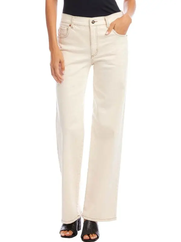 Karen Kane High-waist Wide-leg Jeans - Natural
