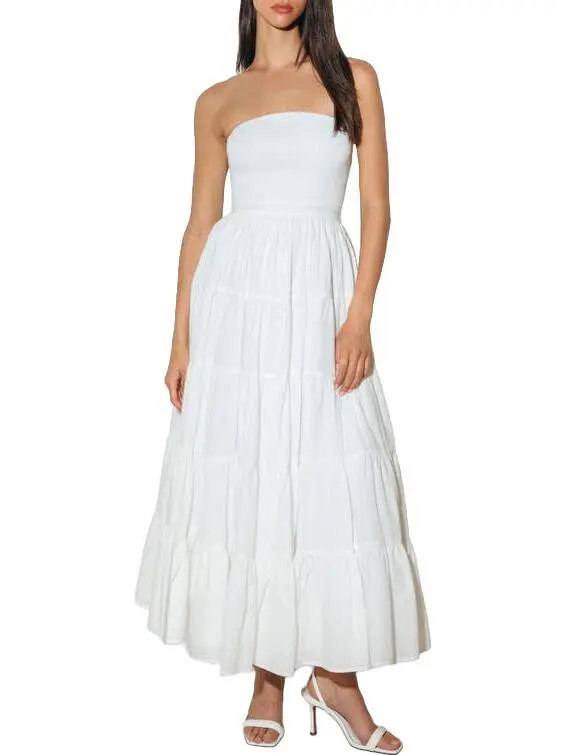 FREEMARKET Strapless Tiered Maxi Dress - White