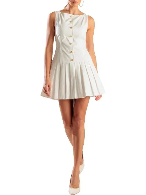FREEMARKET Sleeveless Drop Waist Mini Dress - White