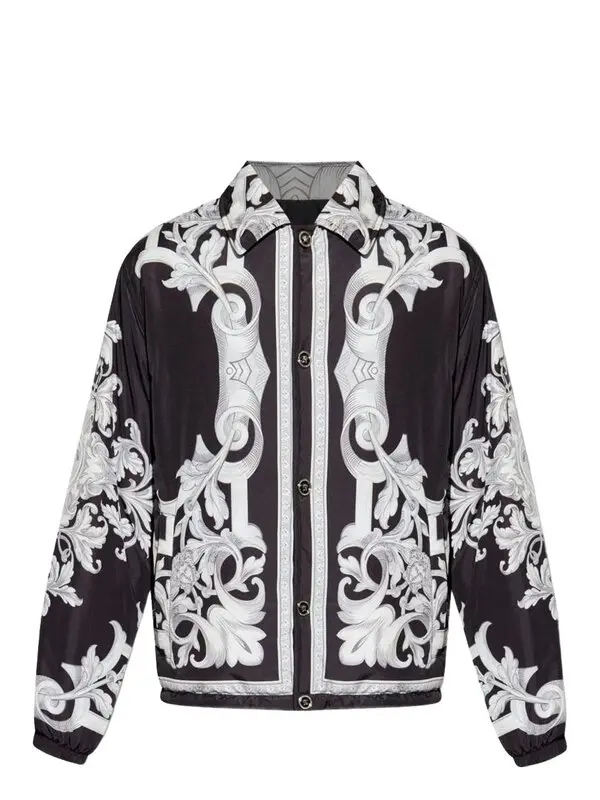 Versace Reversible Jacket With Baroque Print - Nero E Argento