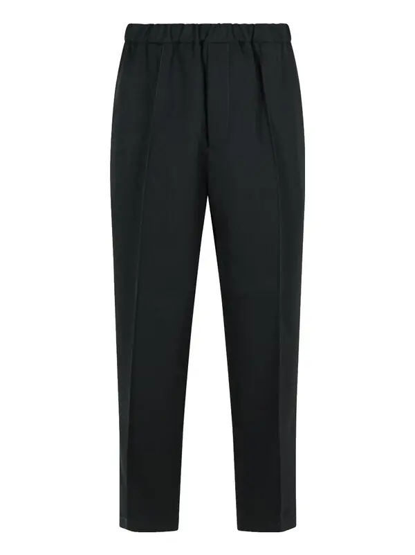 JIL SANDER Wool Wide Leg Trousers - Black