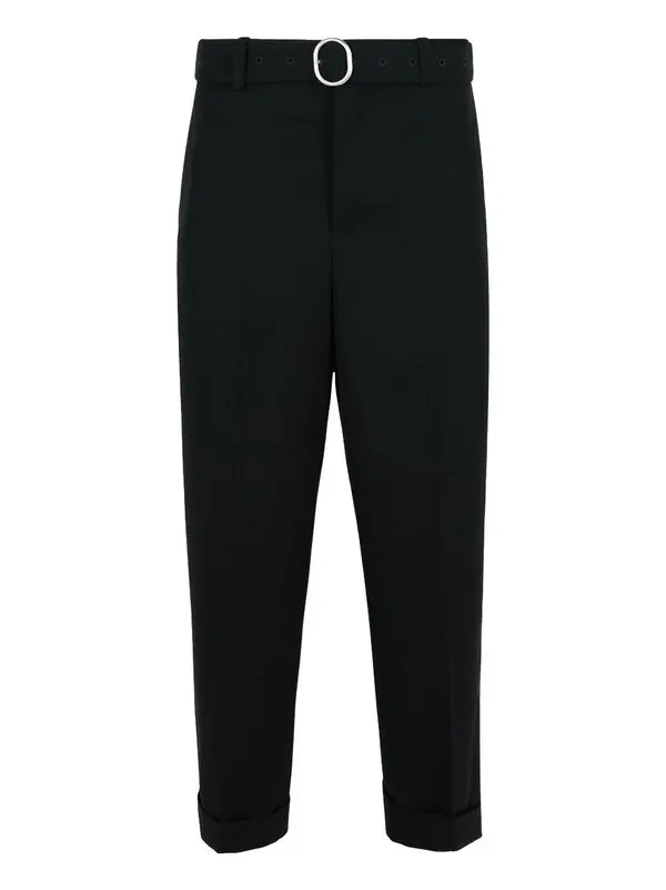 JIL SANDER Wool Wide Leg Pants - Black