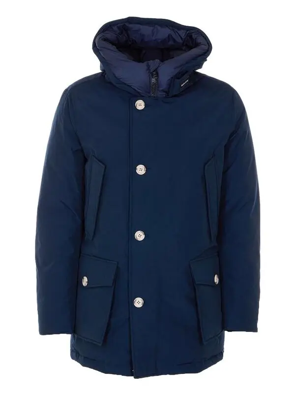 Woolrich Padded Parka With Hood - Blue