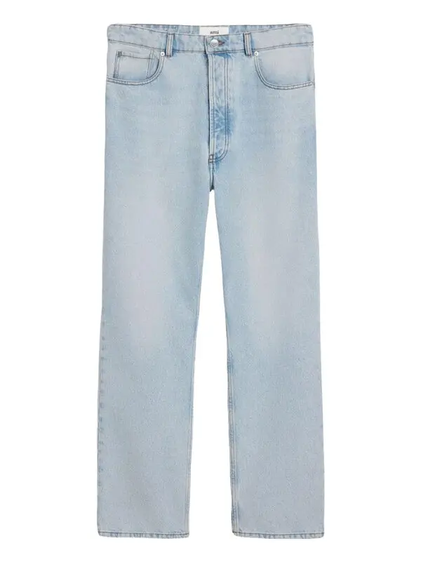 Ami Cotton Denim Straight Leg Jeans - Bleach Blue