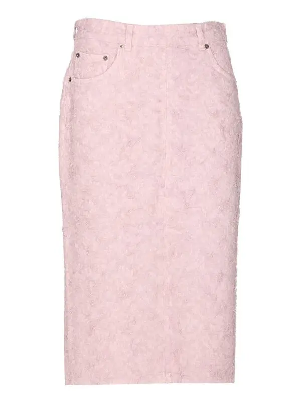 HAIKURE Primrose Kim Fur Denim Skirt - Pink
