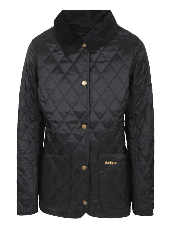 Barbour Quilted Jacket With Corduroy Collar - Black