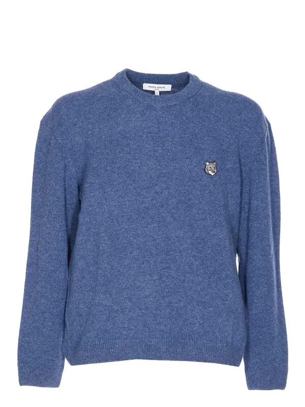 Maison Kitsuné Fox Head Wool Sweater - Blue