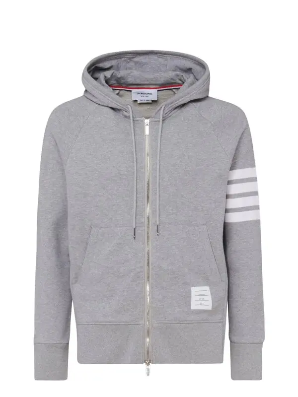 Thom Browne Light Cotton Zip-up Sweatshirt - Grey