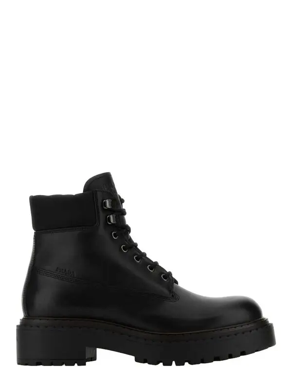 Prada Leather Ankle Boots - Black