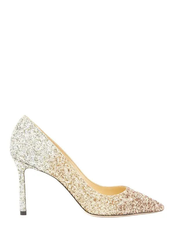 JIMMY CHOO Romy 85 Heel - Gold/gold/silver