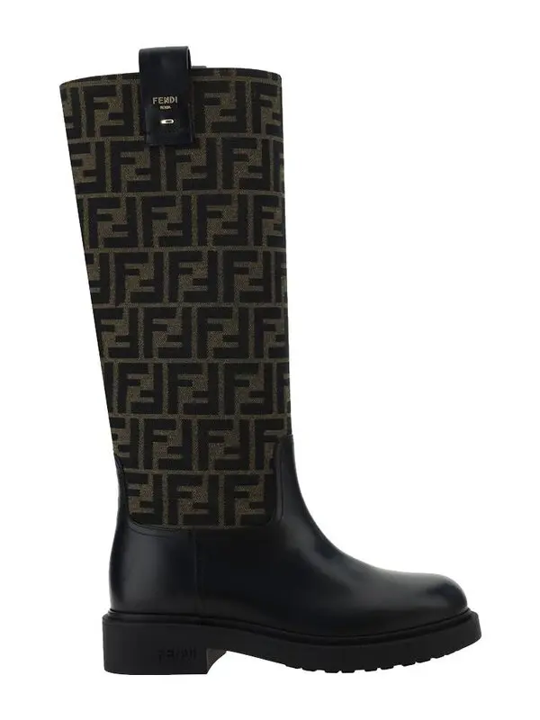 Fendi Ff Jacquard Boots - Brown