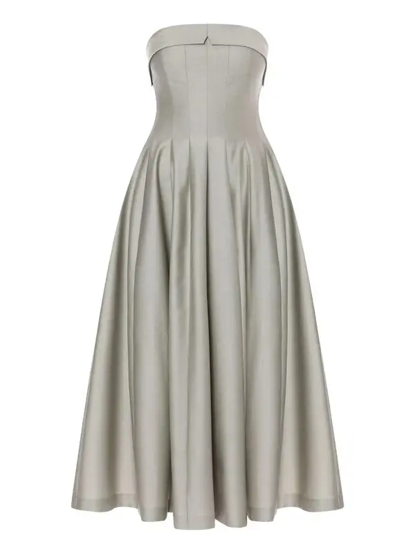 Alberta Ferretti Strapless A-line Midi Dress - Grey