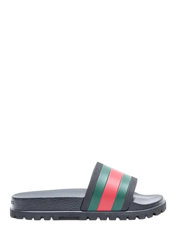 Gucci Web Rubber Sandals - Black