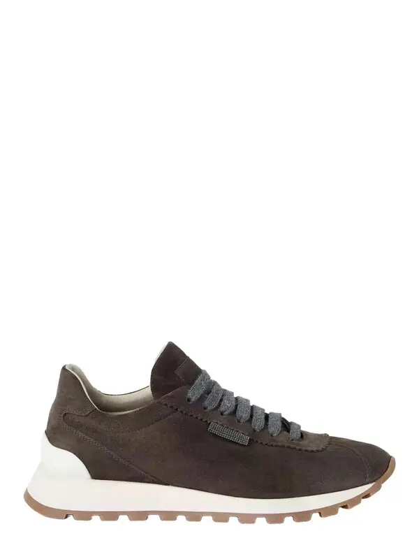 Brunello Cucinelli Suede Lace Up Sneakers - Brown