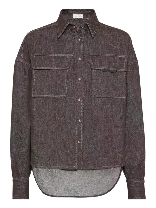 Brunello Cucinelli Contrast-lining Shirt - Brown