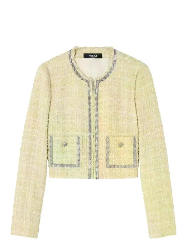 Versace Crystal-embellished Tweed Jacket - Neutrals