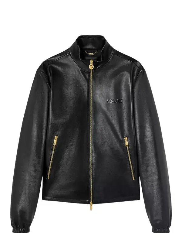 Versace Plongé Leather Jacket - Black