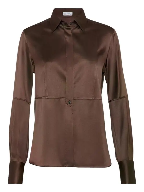 Brunello Cucinelli Silk Shirt - Brown