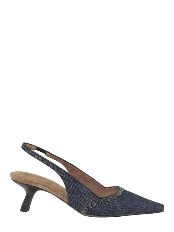 Brunello Cucinelli Leather Slingback Pumps - Blue
