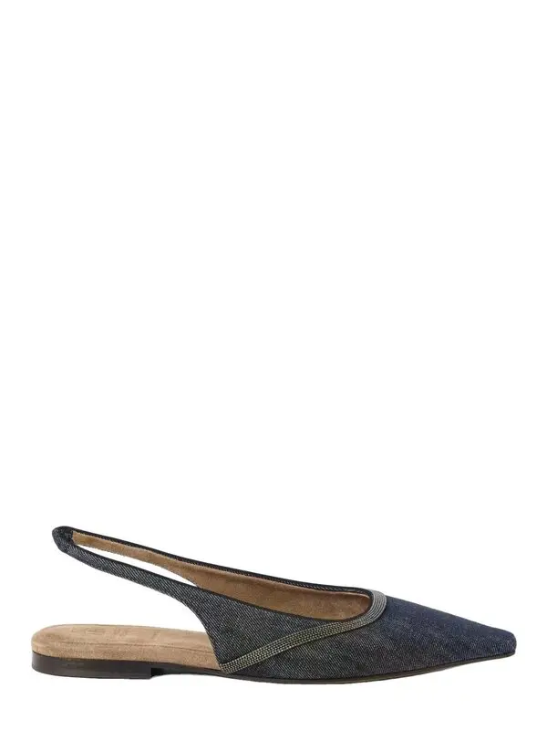 Brunello Cucinelli Leather Ballerina Shoes - Blue