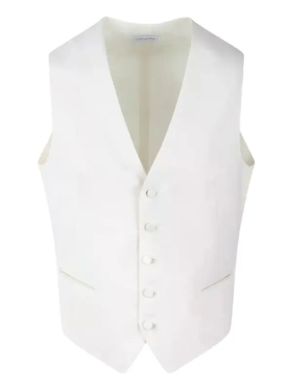 Tagliatore Virgin Wool Waistcoat - White