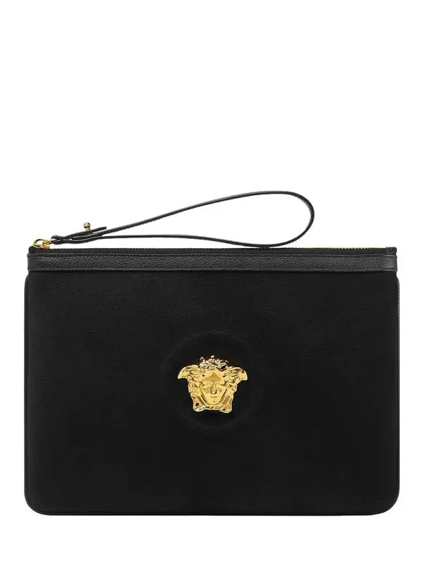 Versace La Medusa Canvas Pouch - Black