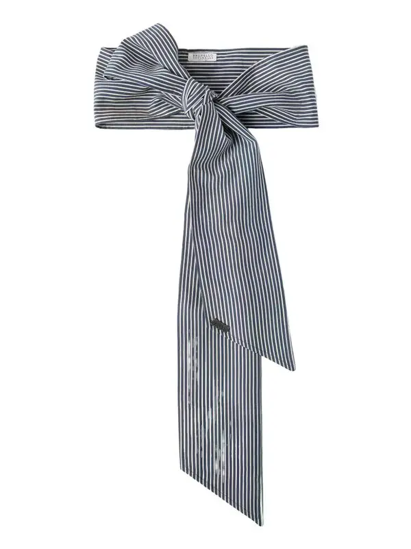 Brunello Cucinelli Monili-chain Poplin Foulard - Blue