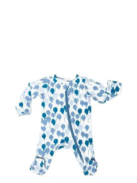 NORANI Organic Cotton Zip Footie - Blue Balloons