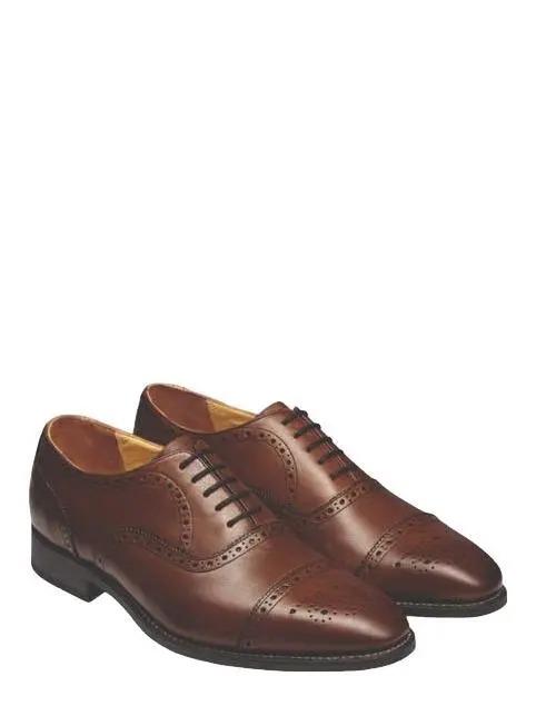 CHARLES TYRWHITT Leather Oxford Brogue Shoes - Chestnut Brown