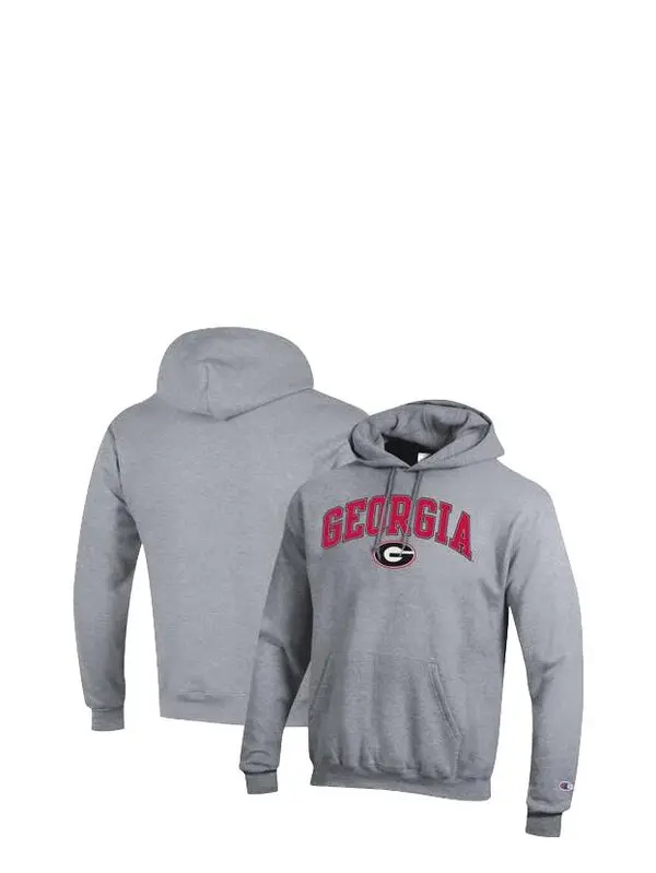 Champion Georgia Bulldogs Arch Over Logo Pullover Hoodie - Heather Gray