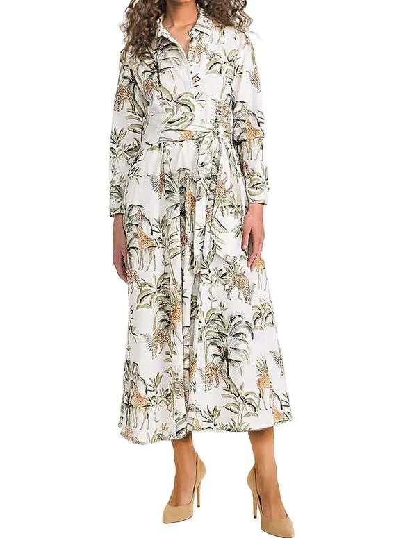 GUADALUPE DESIGN Luciana Jungle Print Dress - White