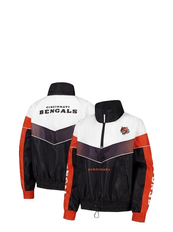 THE WILD COLLECTIVE Cincinnati Bengals 1/4 Zip Track Jacket - Black