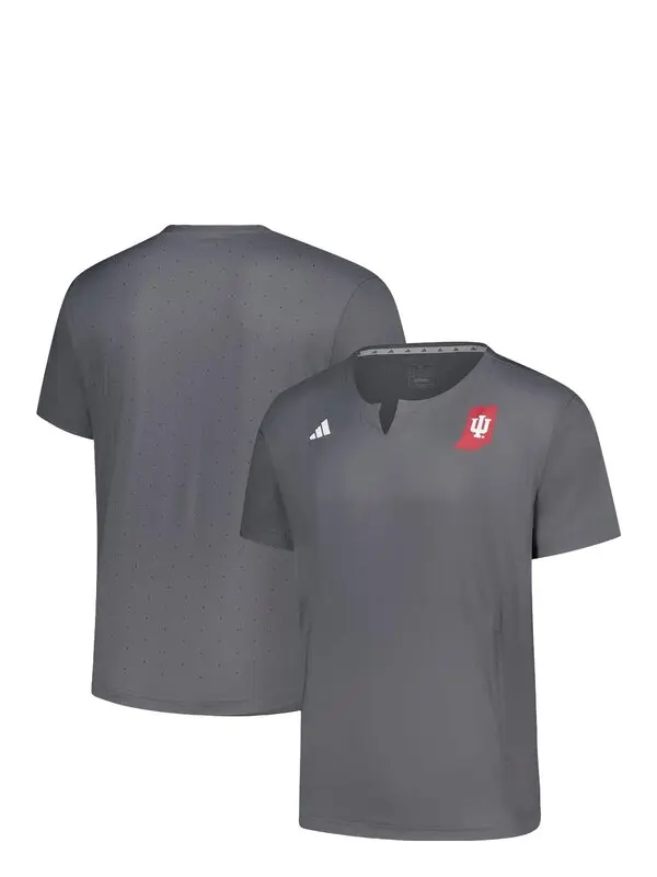 Adidas Indiana Hoosiers Coaches Adizero Notch Neck Pullover Top - Gray