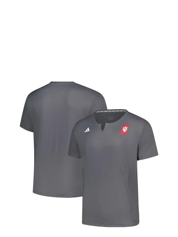 Adidas Indiana Hoosiers Coaches Adizero Notch Neck Pullover Top - Gray